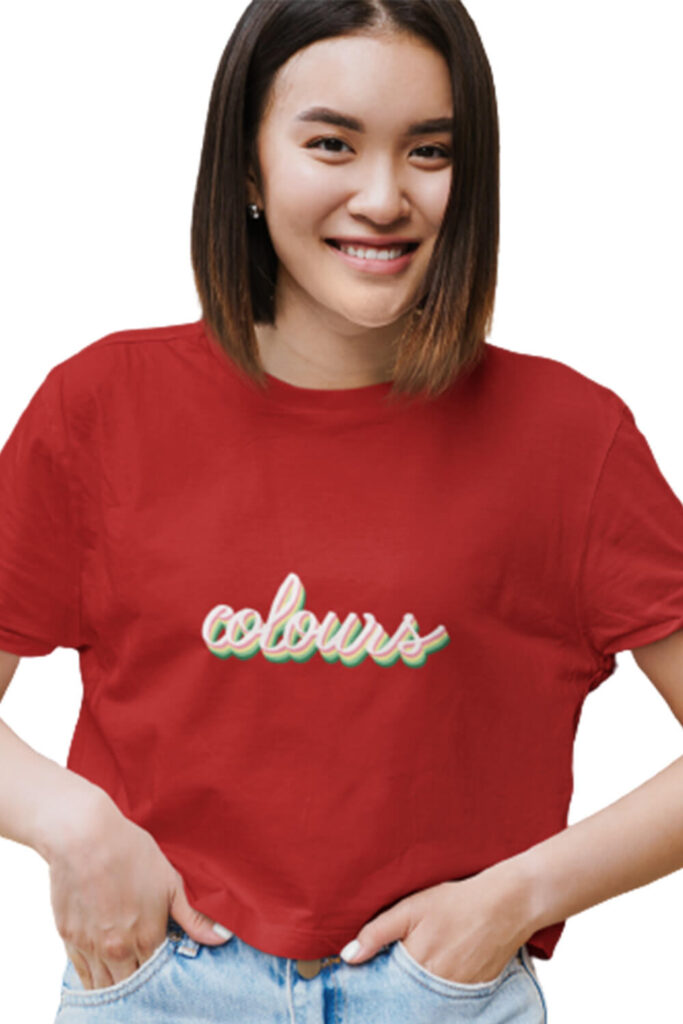 Medle Trendy The Colours Womens Crop Top Typographic Printed Cotton Tee Medlle
